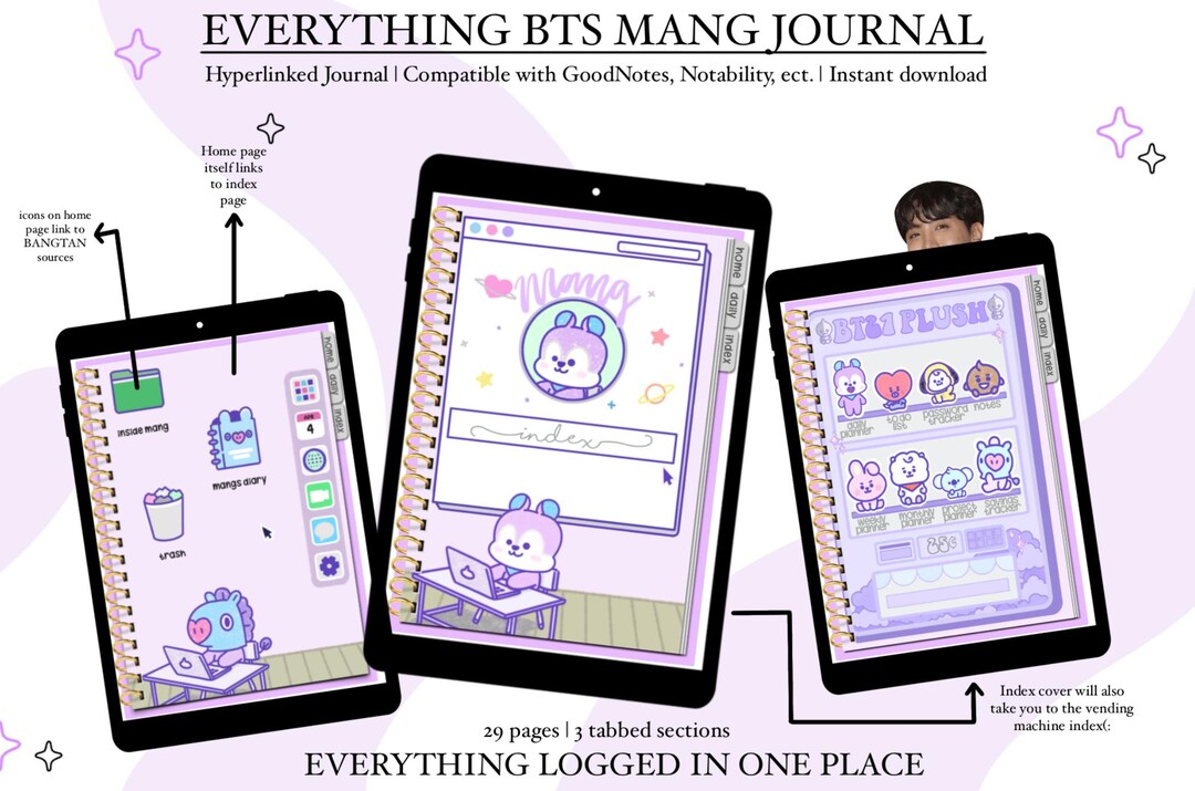 BTS Digitaler Planer | BT21 Hyperlinked Journal (PDF Download) - Etsy.de