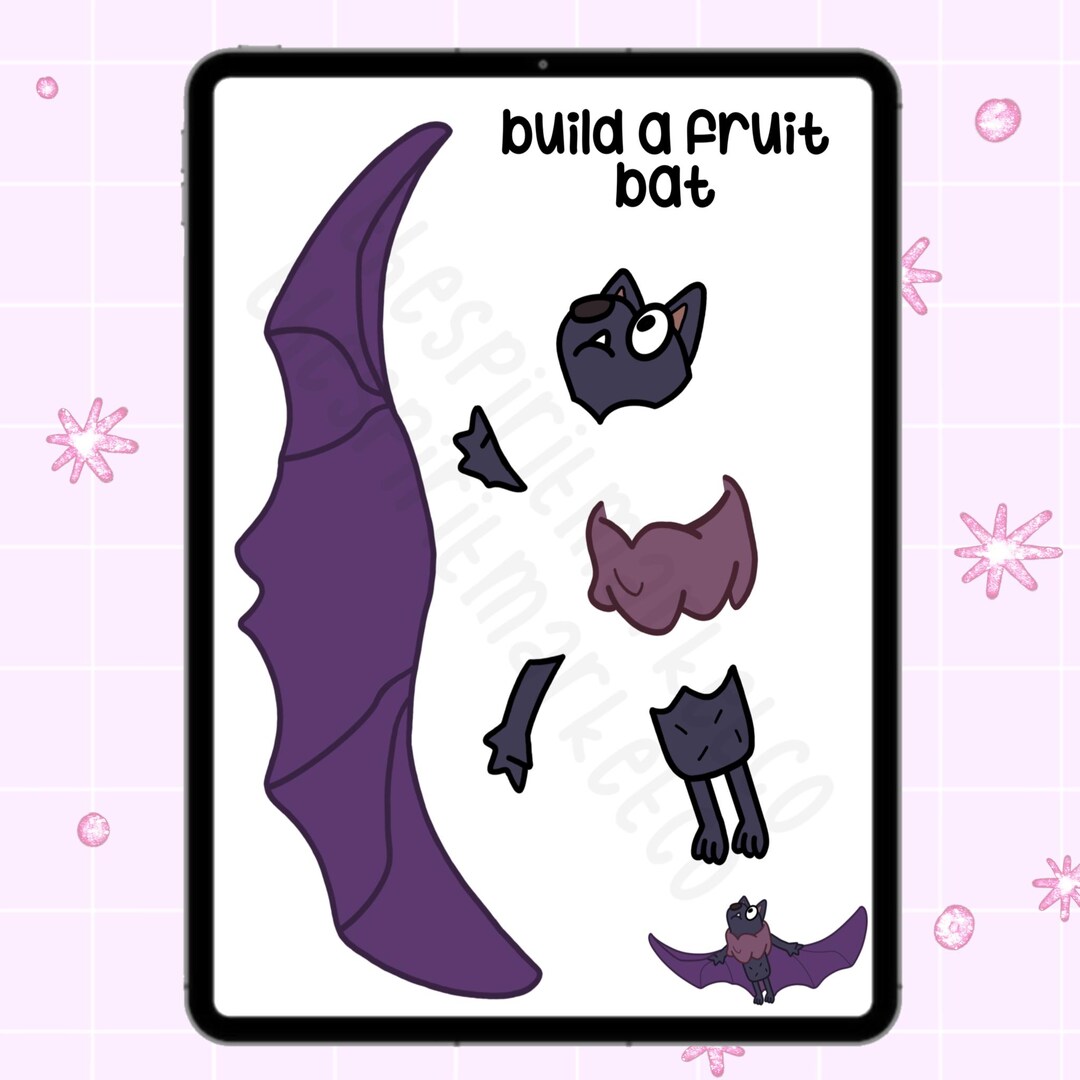 Bluey Fruit Bat Craft – Printable Cut and Paste Activity (PDF Pattern ...