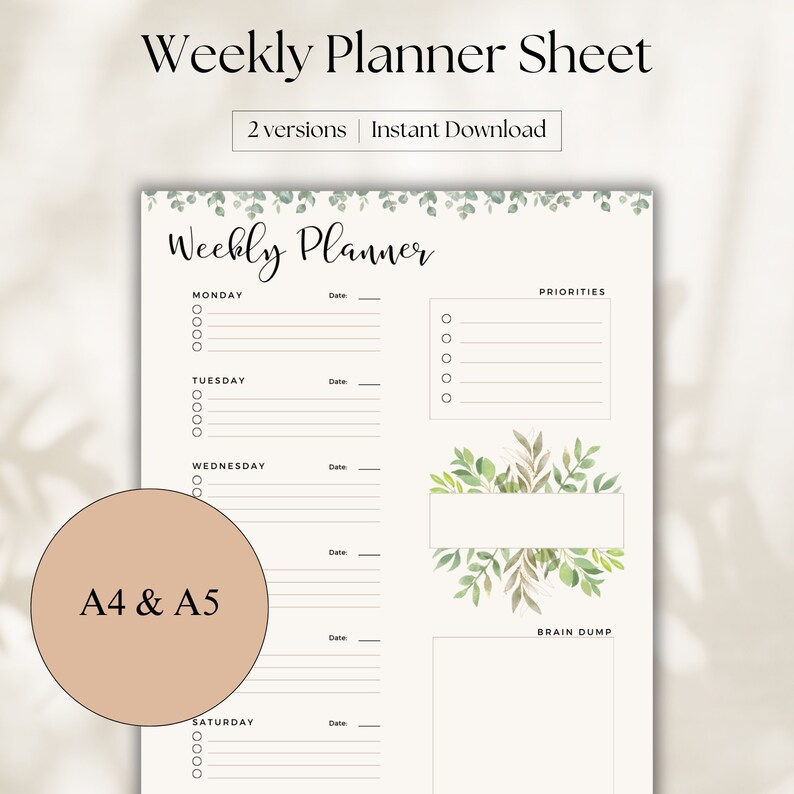 Cute Weekly Planner Printable Weekly to Do List Undated Weekly Planner ...