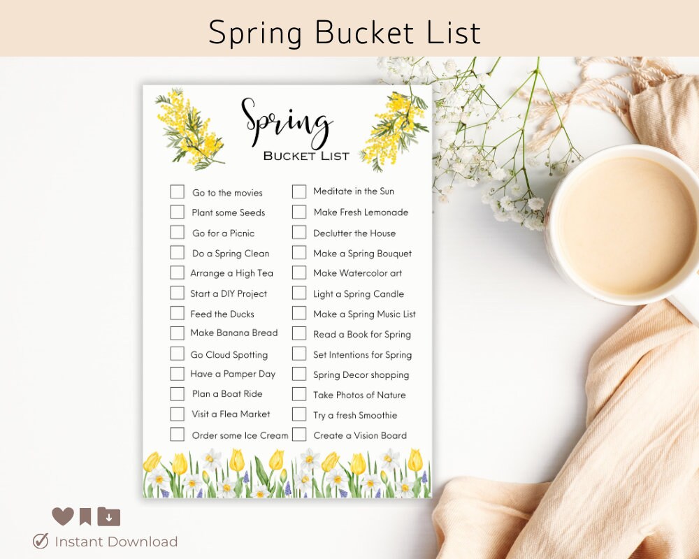Spring Bucket List Printable | Spring Activities | Spring Bulletin ...