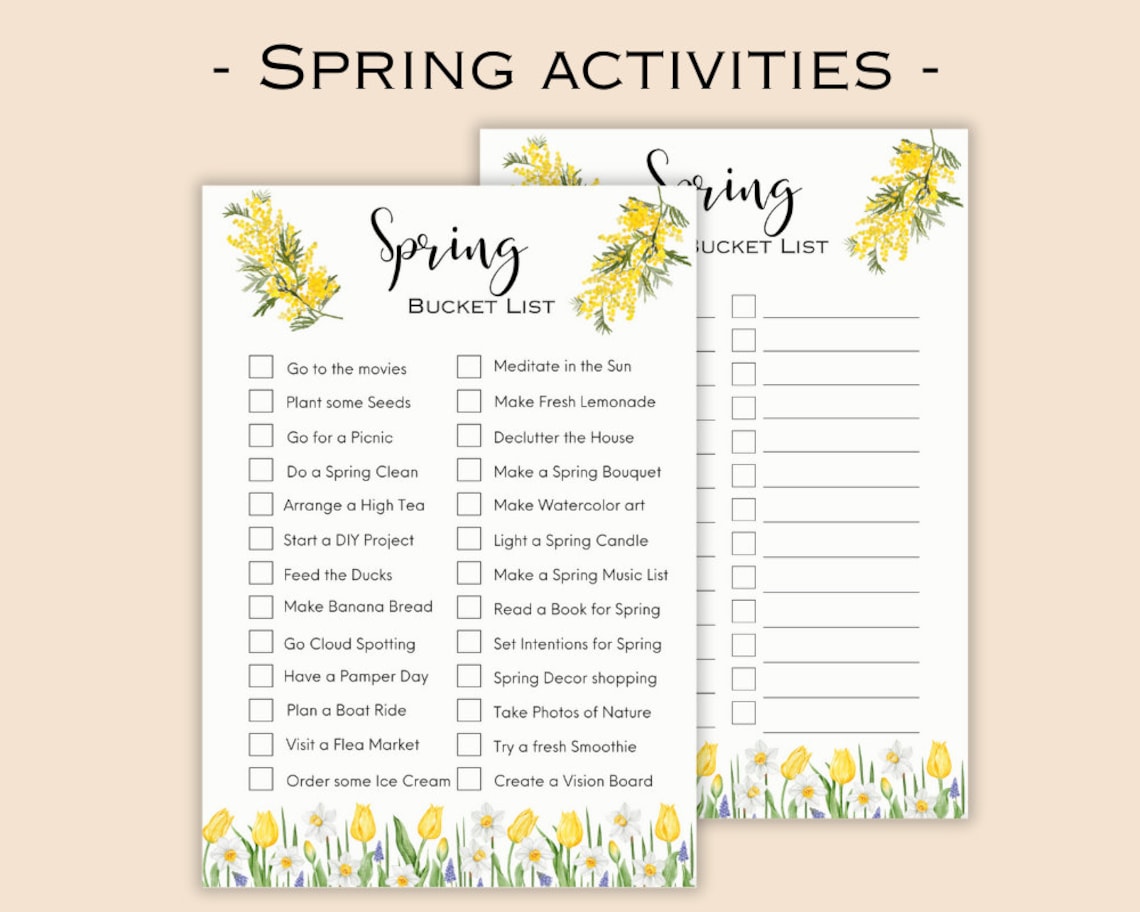 Spring Bucket List Printable | Spring Activities | Spring Bulletin ...