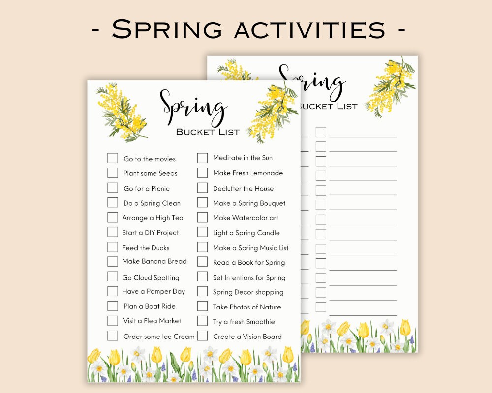 Spring Bucket List Printable Spring Activities Spring Bulletin Board ...