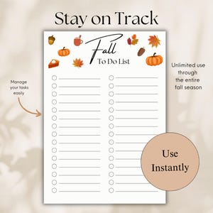 Fall to Do List Fillable | Bucket List Fall Planner Template | Cute to ...
