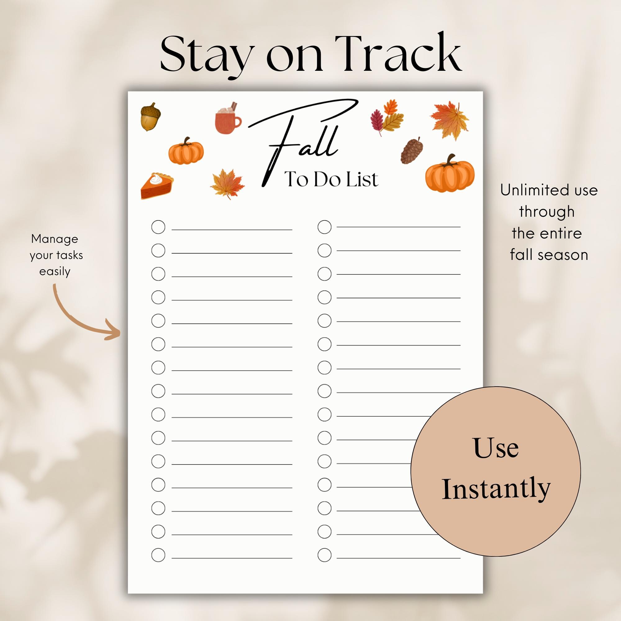Fall to Do List Fillable | Bucket List Fall Planner Template | Cute to ...