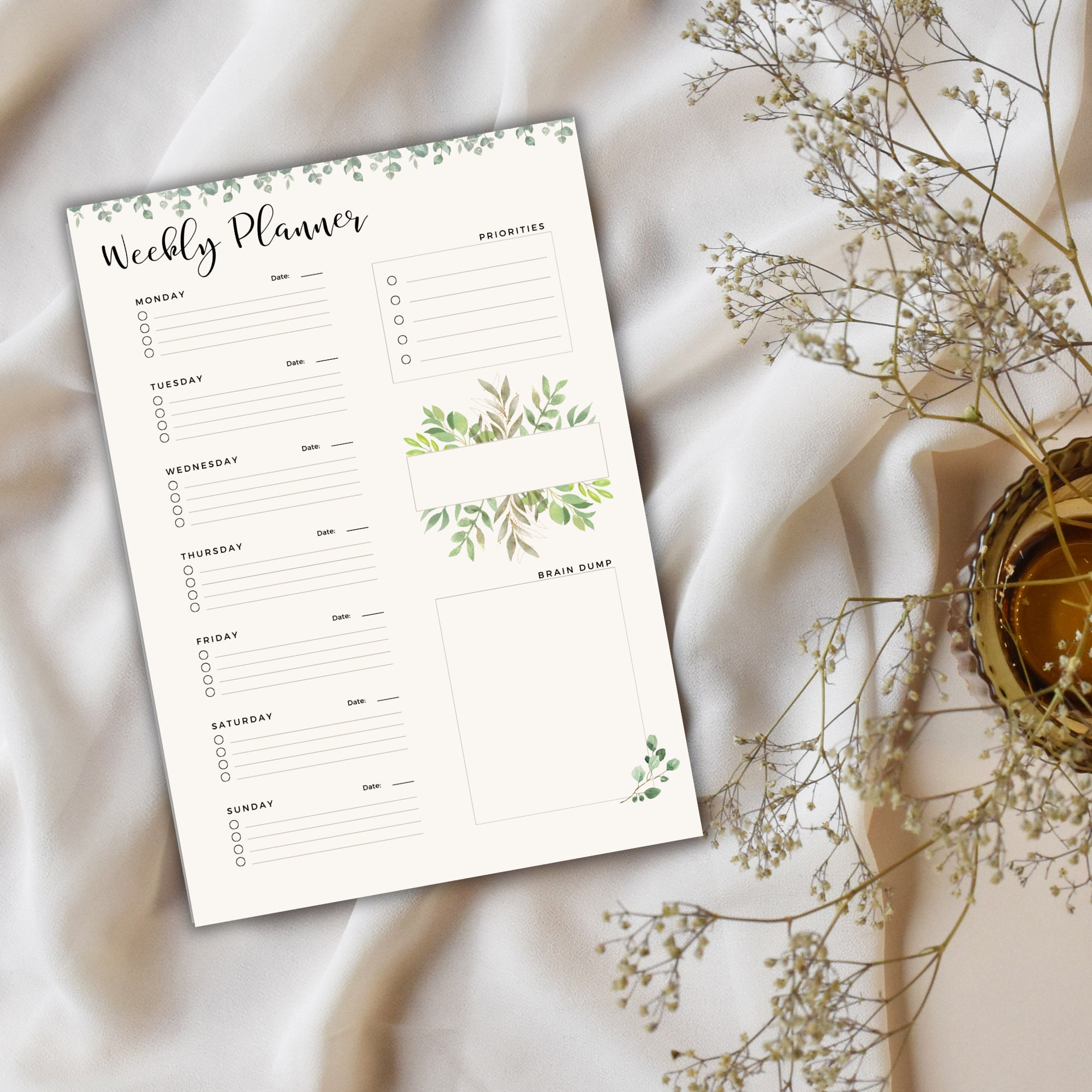 Cute Weekly Planner Printable | Weekly to Do List Undated | Weekly ...