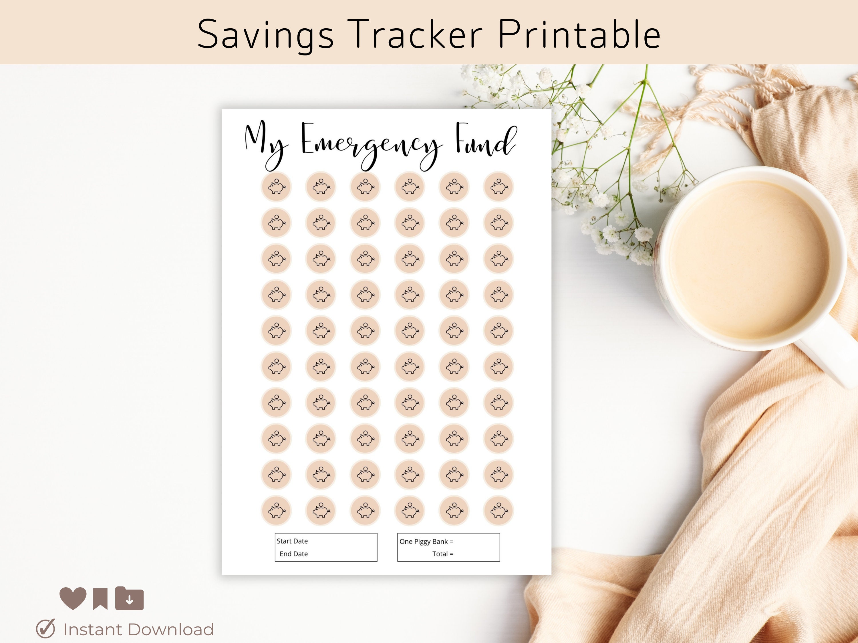 Savings Tracker Printable for Tracking Savings | Money Saving Challenge ...
