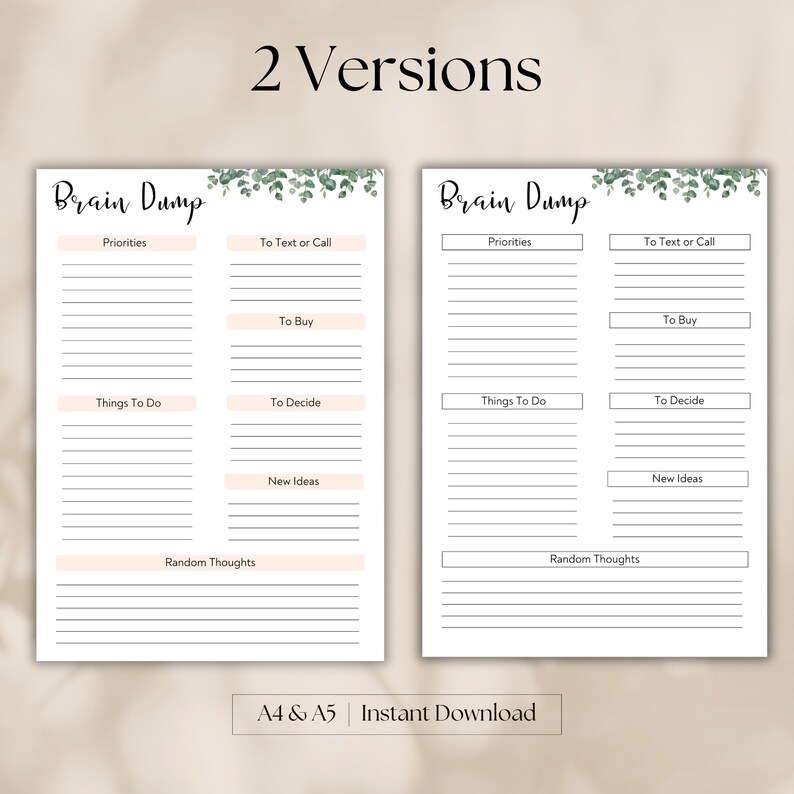 Brain Dump Printable | ADHD Printable Brain Dump | ADHD Planner | Brain ...