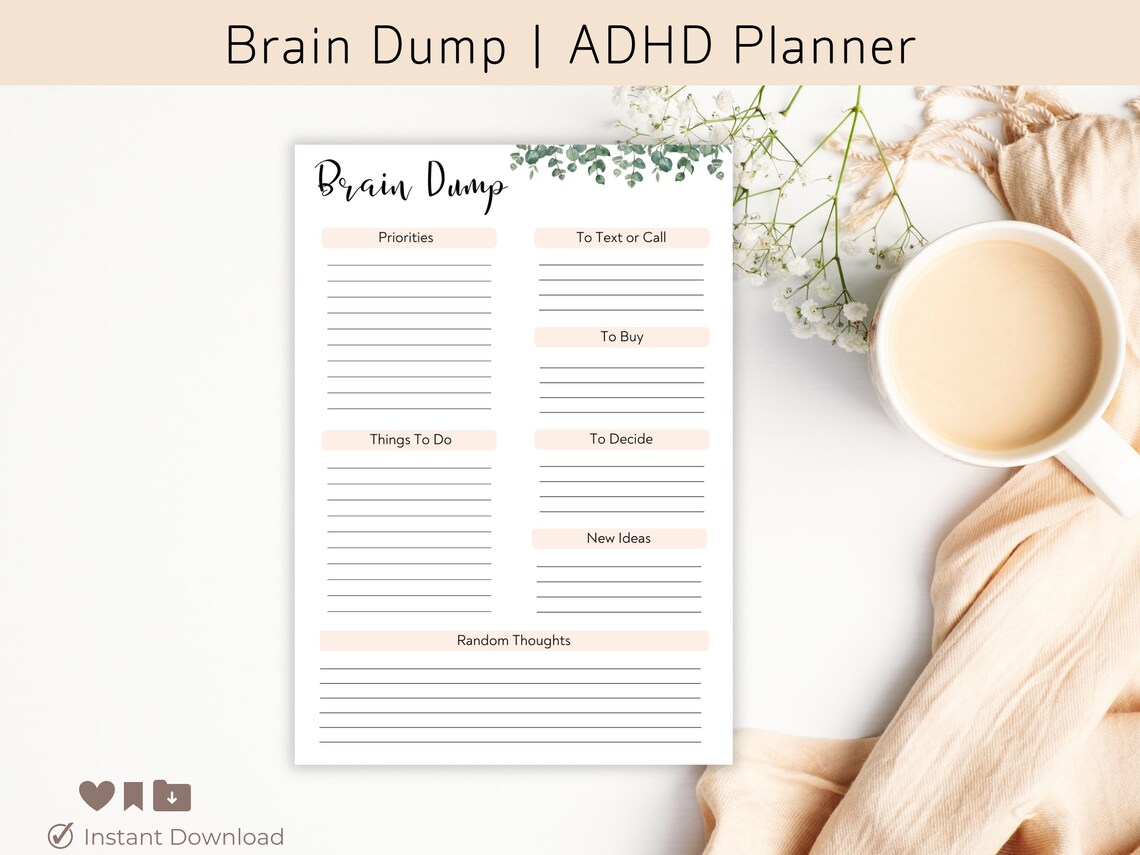 Brain Dump Printable | ADHD Printable Brain Dump | ADHD Planner | Brain ...