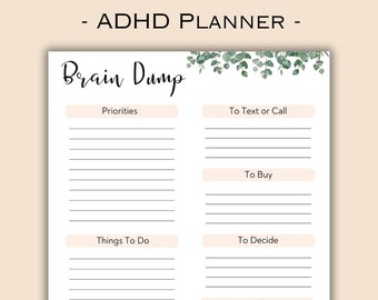 Brain Dump Printable ADHD Printable Brain Dump ADHD Planner Brain Dump ...