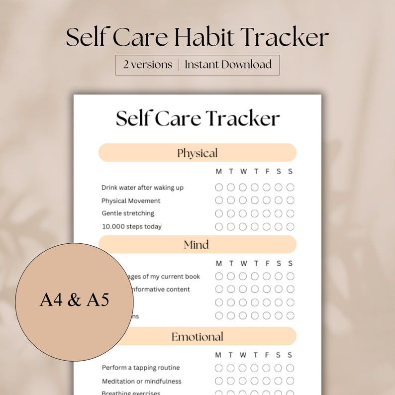 Self Care Habit Tracker | Journal Self Care Printable | Self Care ...