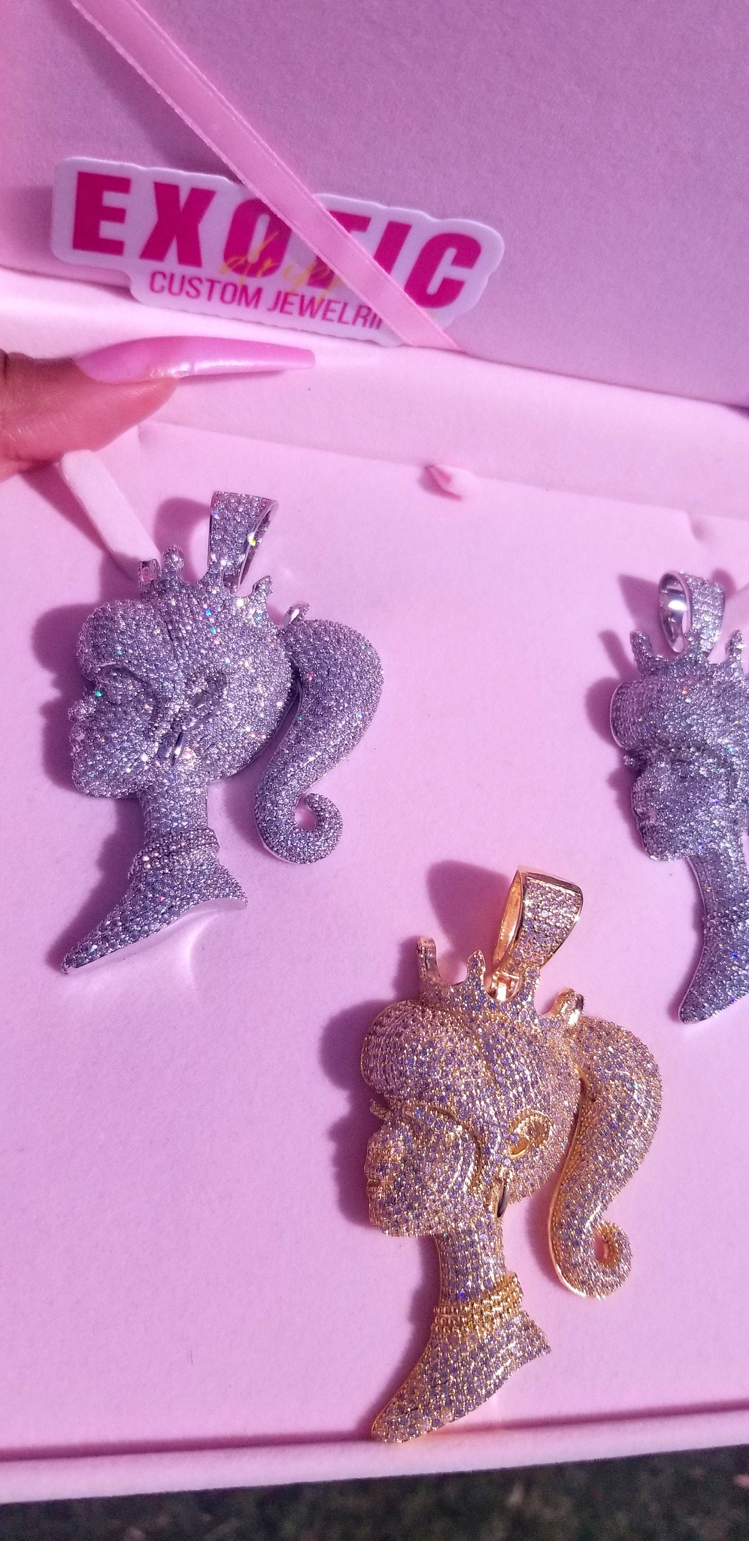 Trendy, Iced Out Princess ,necklace, Pendant, Statement Pieces ...