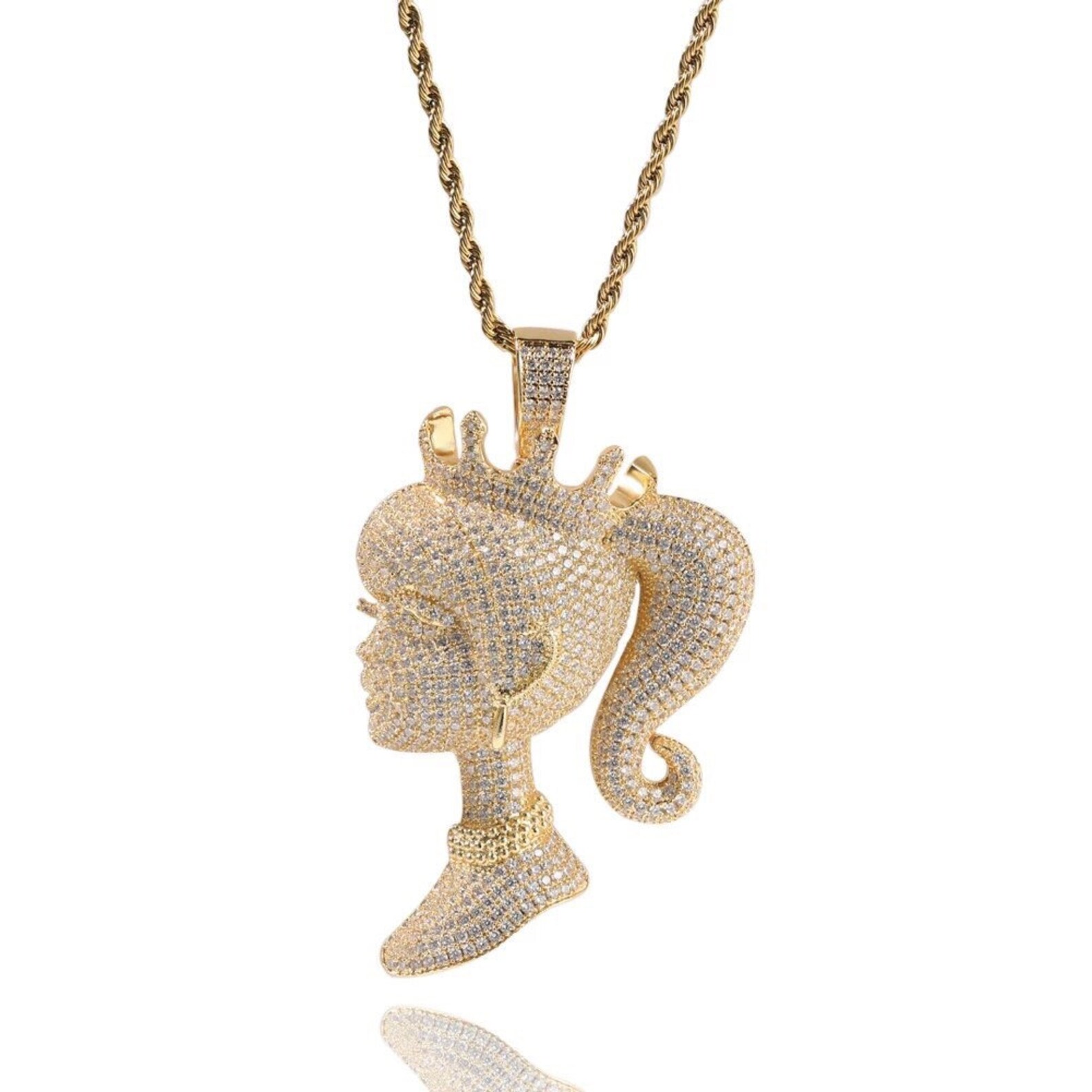 Trendy, Iced Out Princess ,necklace, Pendant, Statement Pieces ...