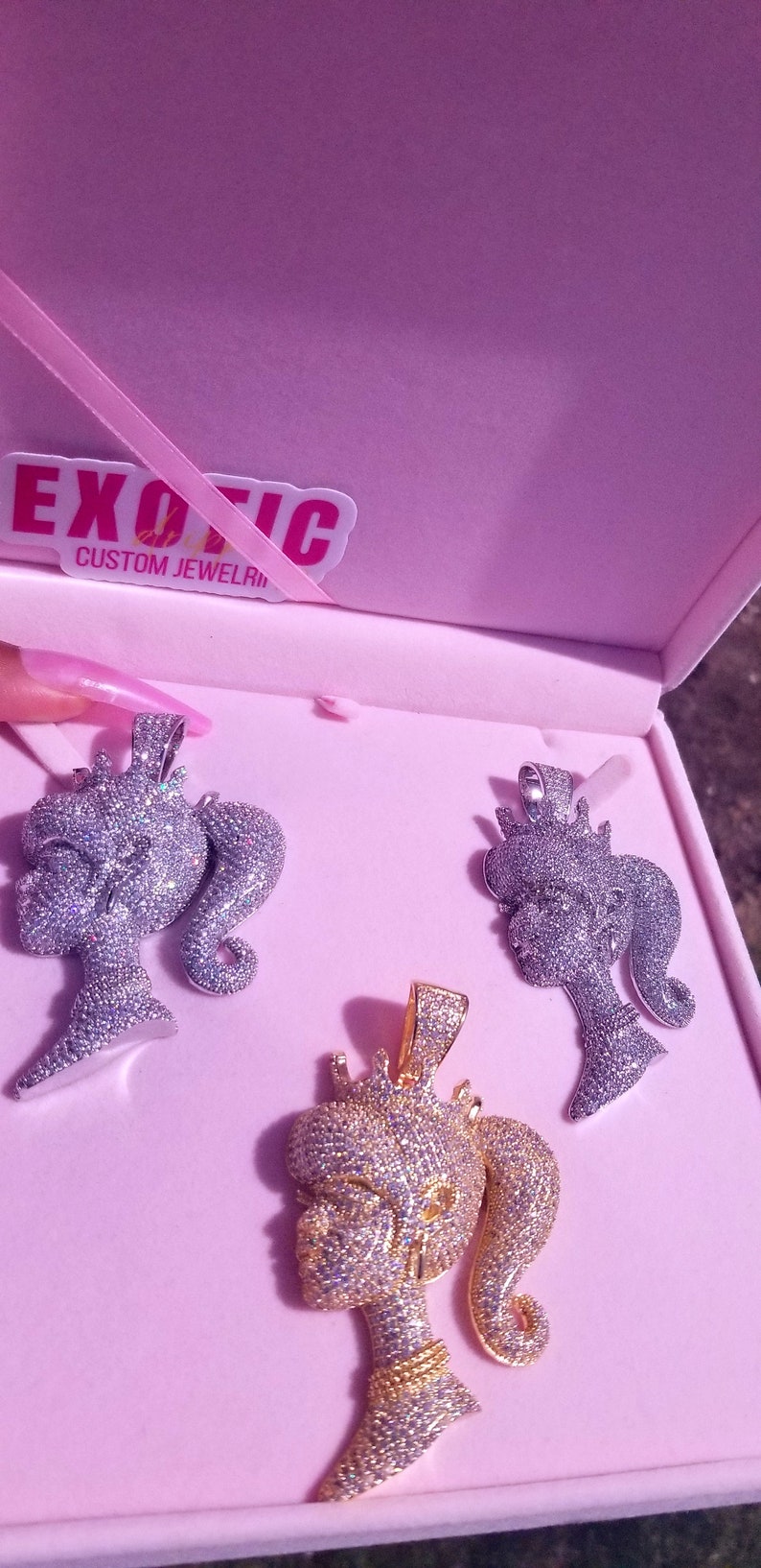 Trendy, Iced Out Princess ,necklace, Pendant, Statement Pieces ...