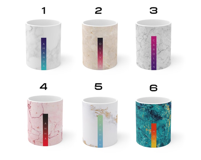 Personalized Marble Mug Custom Name Marble Mug Marble Look - Etsy