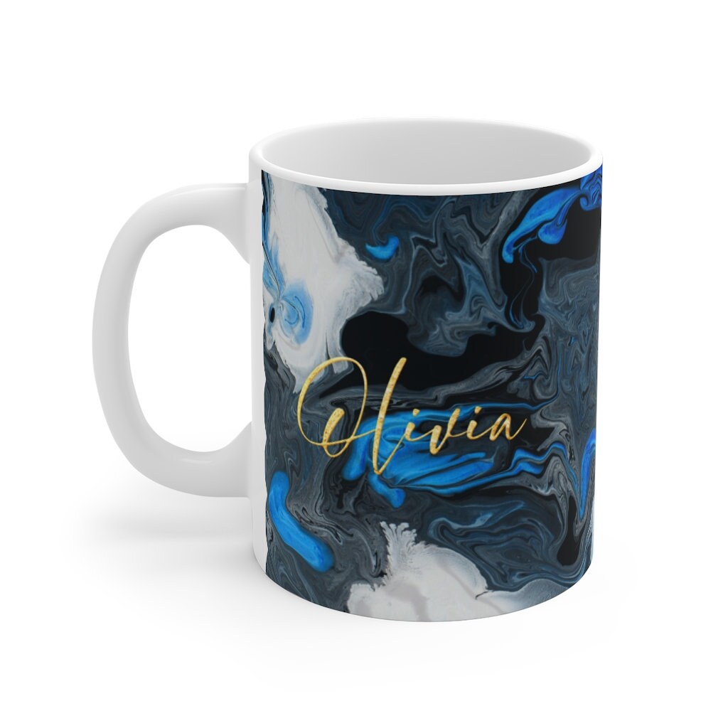 Personalized Marble Mug Custom Name Marble Mug Marble Look - Etsy