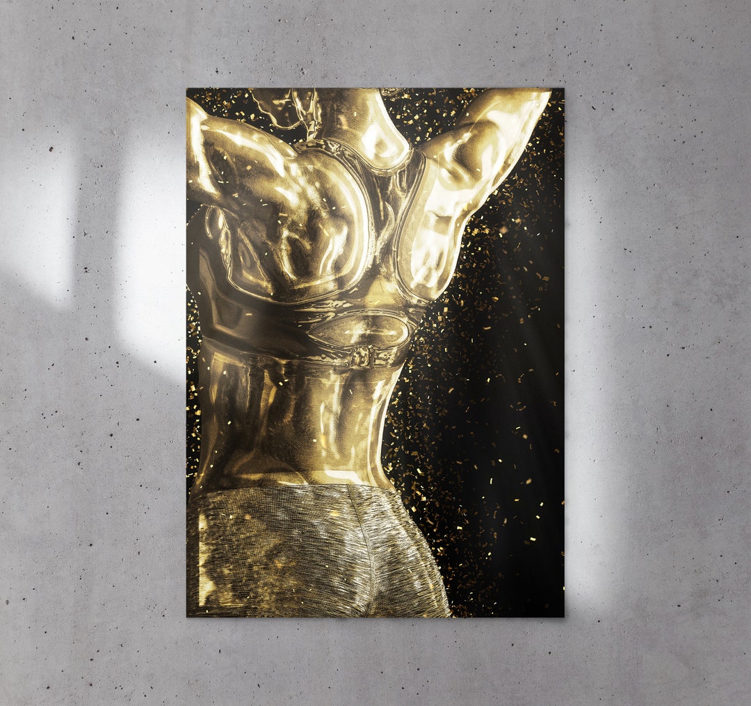 Bodybuilding Female Golden Statue Sports Posters, Gym Posters, Fitness ...