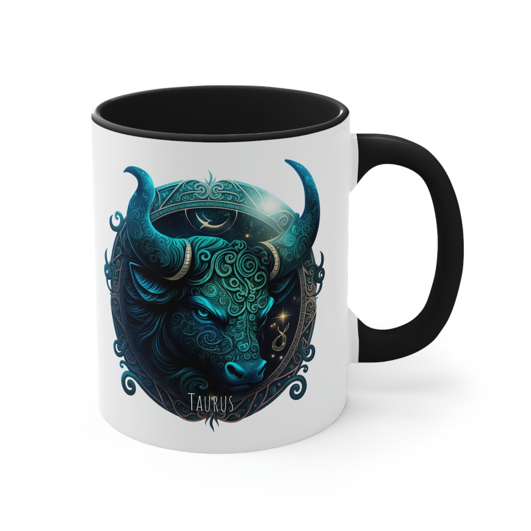 Taurus Zodiac Sign Coffee Mug, Zodiac Constellation Black Accent Mug ...