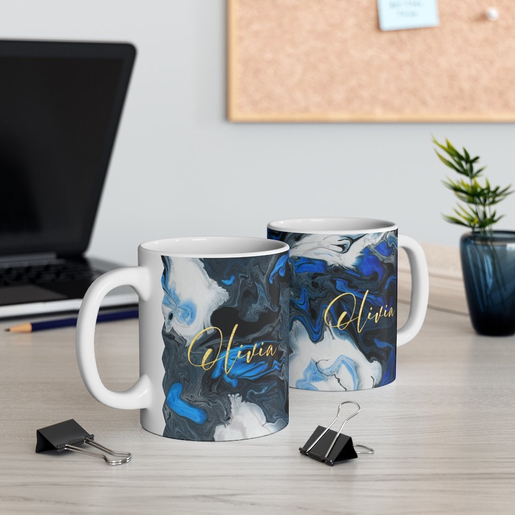 Personalized Marble Mug Custom Name Marble Mug Marble Look - Etsy