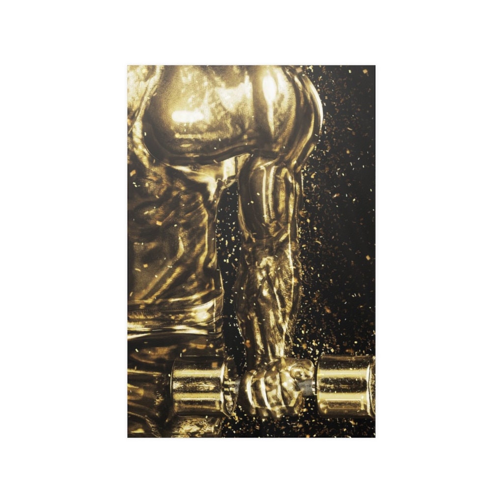 Bodybuilding Golden Statue Sports Posters, Fitness Poster, Wall Hanging ...