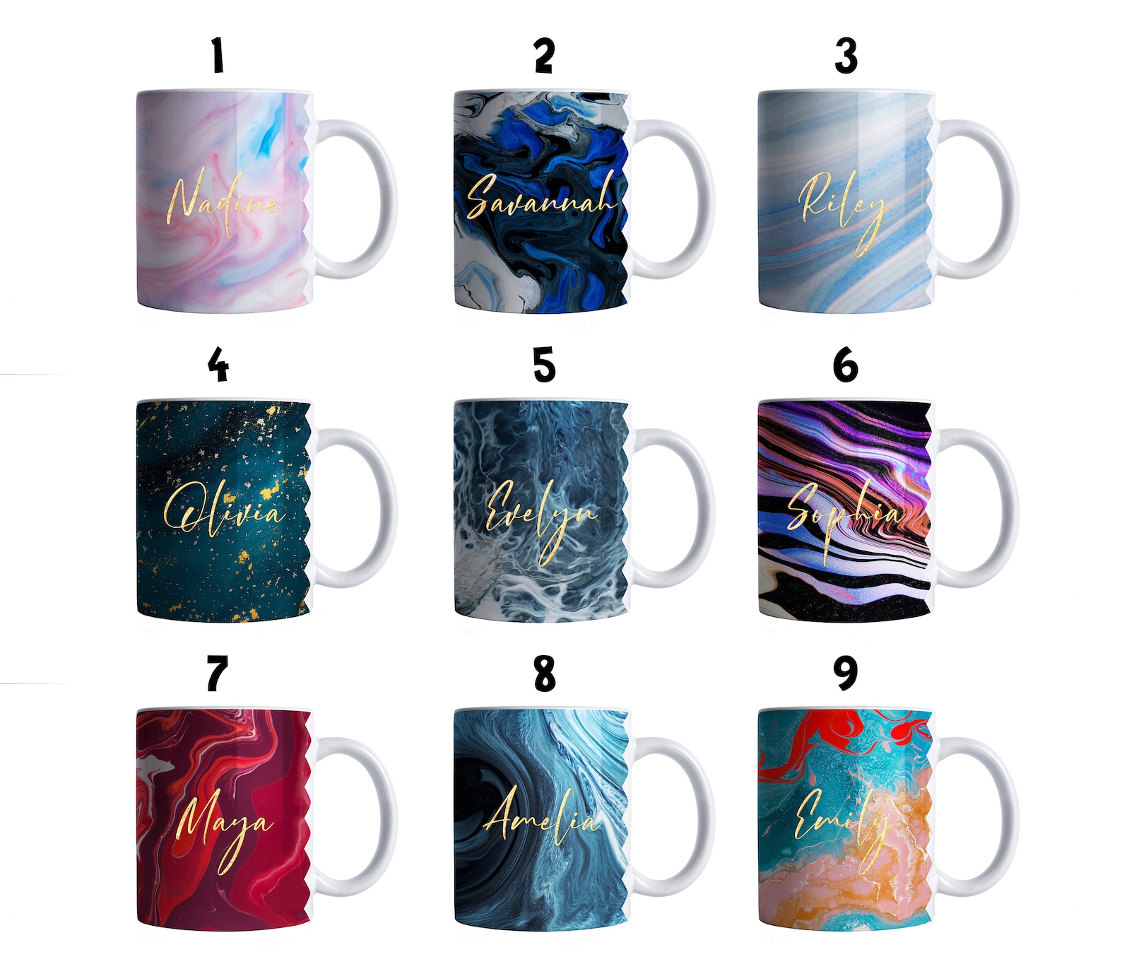 Personalized Marble Mug Custom Name Marble Mug Marble Look - Etsy