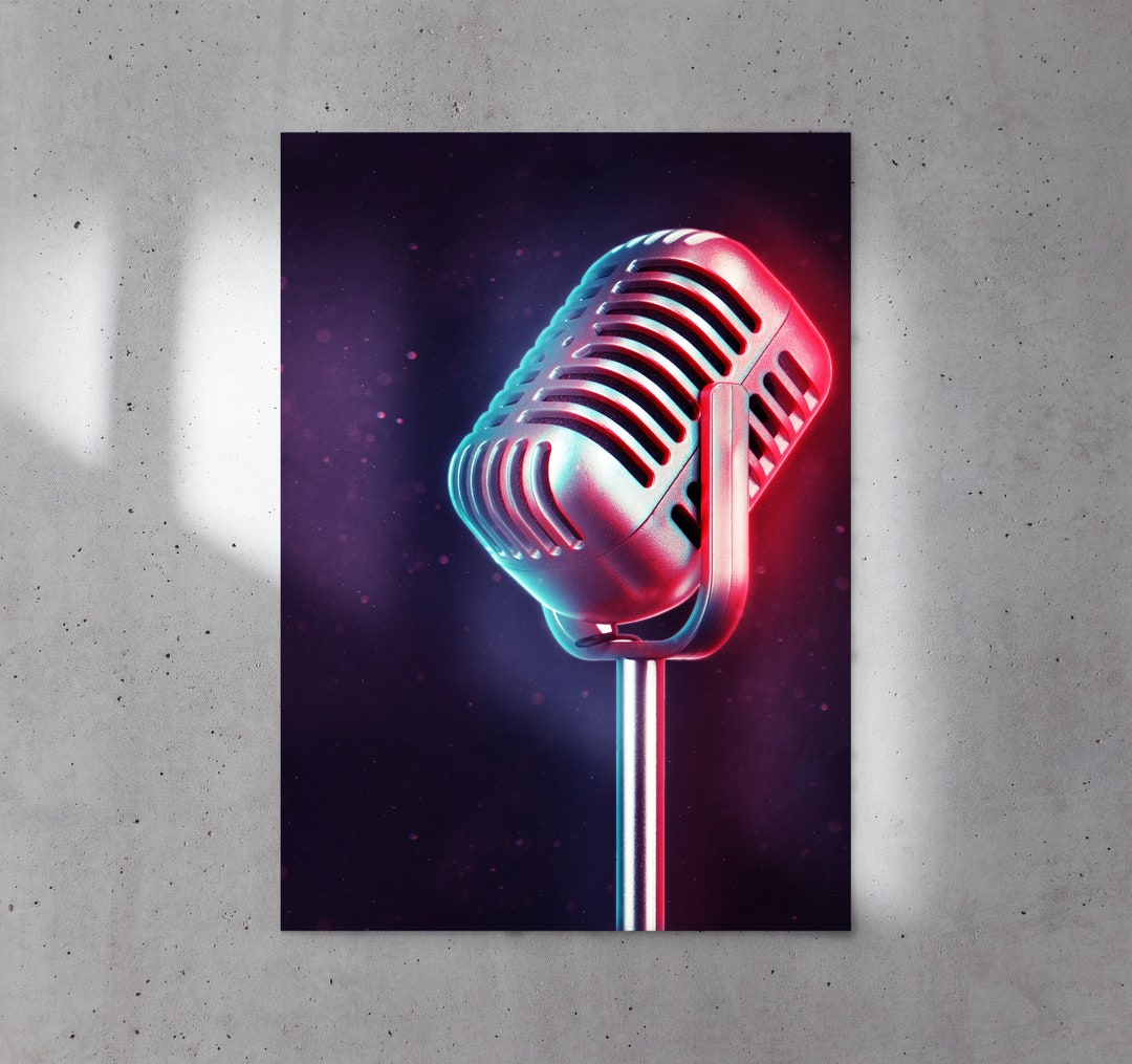 Microphone Satin Poster Wall Art, Instrument Poster, Musician Digital ...