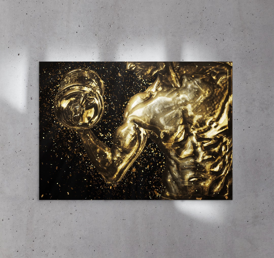 Bodybuilding Golden Statue Sports Posters, Fitness Poster, Muscle ...