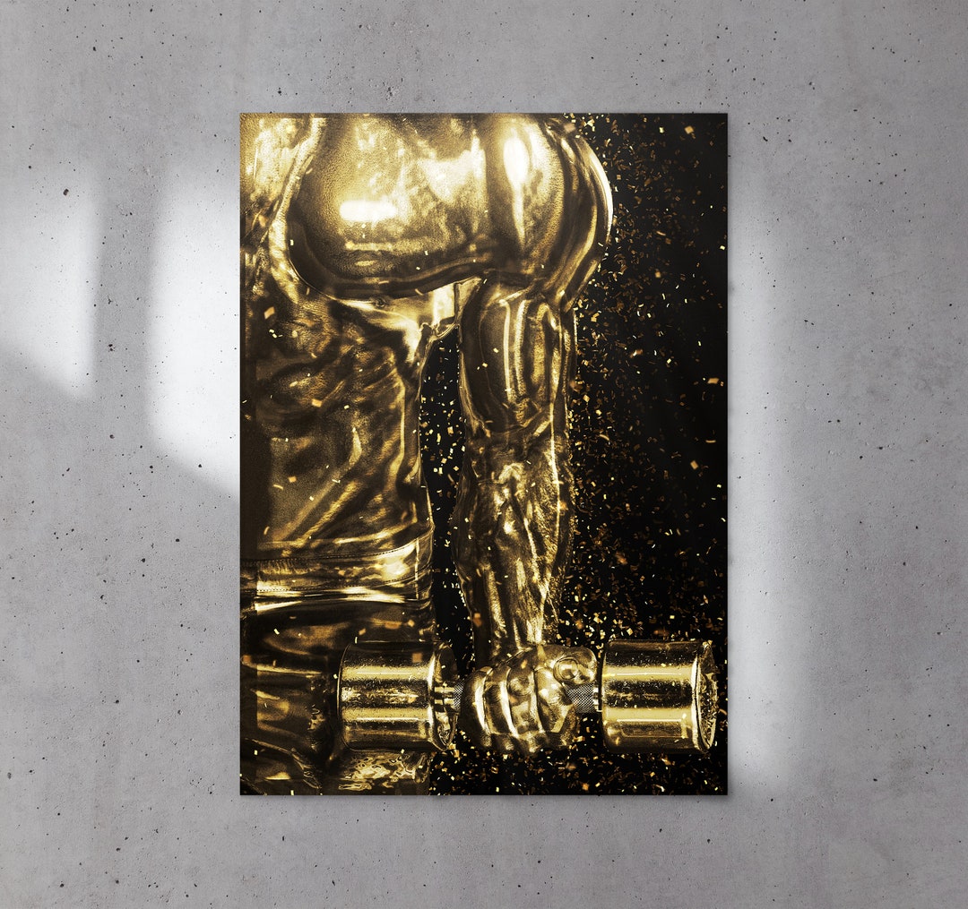 Bodybuilding Golden Statue Sports Posters, Fitness Poster, Wall Hanging ...