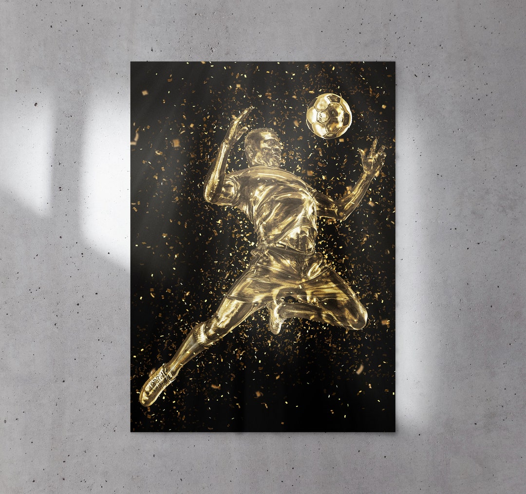 Football Soccer Player Golden Statue Sports Posters, Gym Posters ...