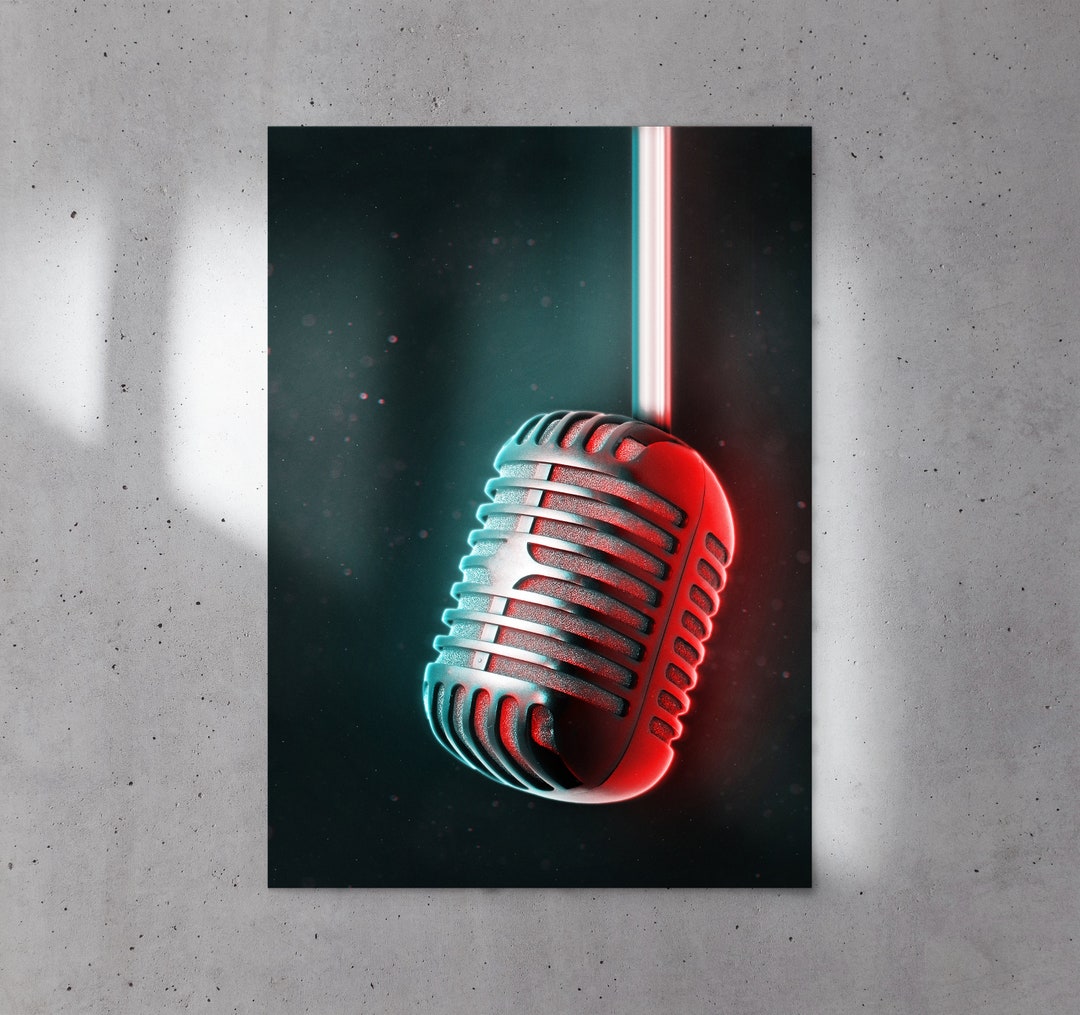 Microphone Poster, Recording Studio Posters, Musician Wall Art ...