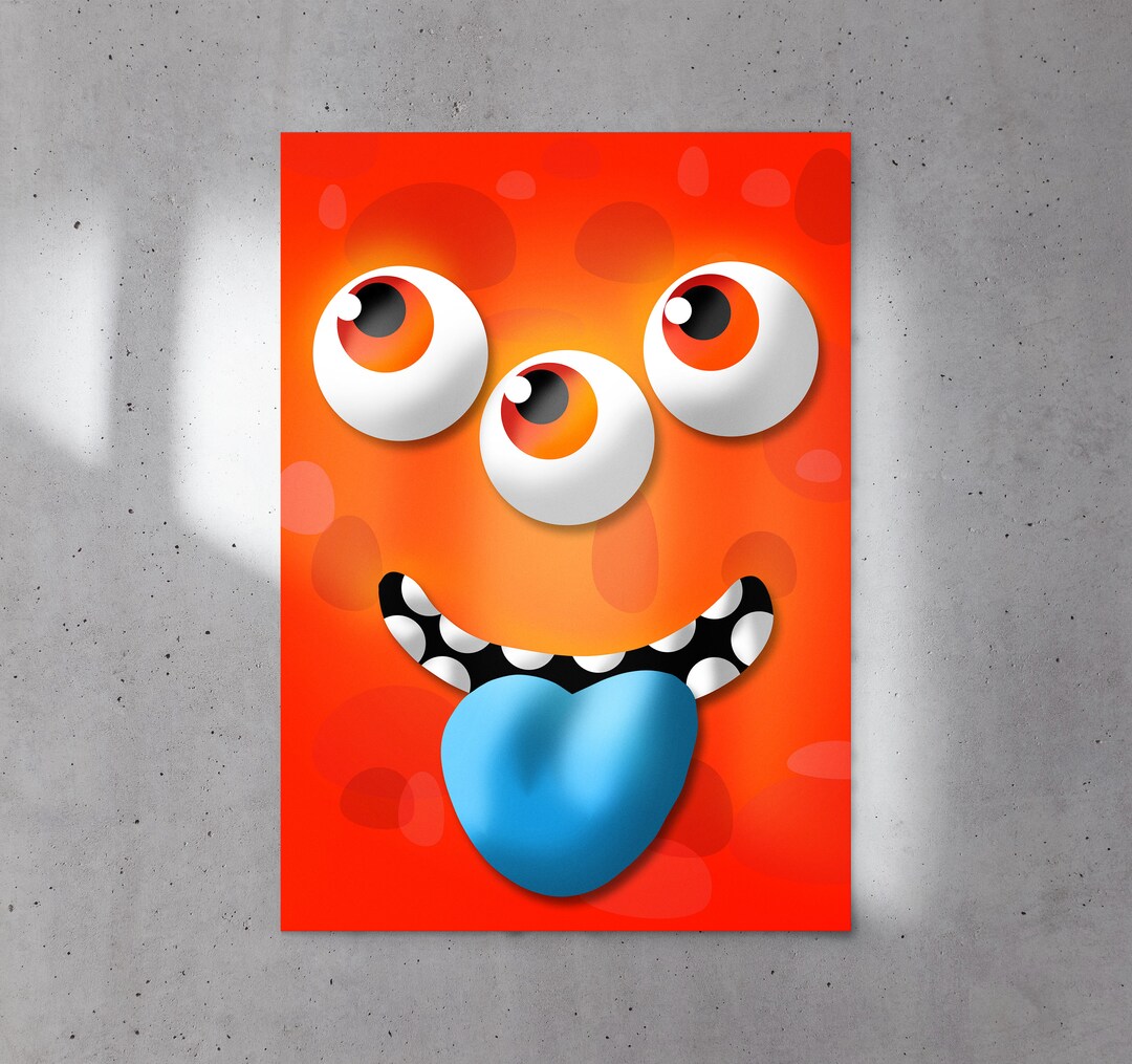 Children's Room Posters, Funny Monster Faces, Satin Posters for Kids ...