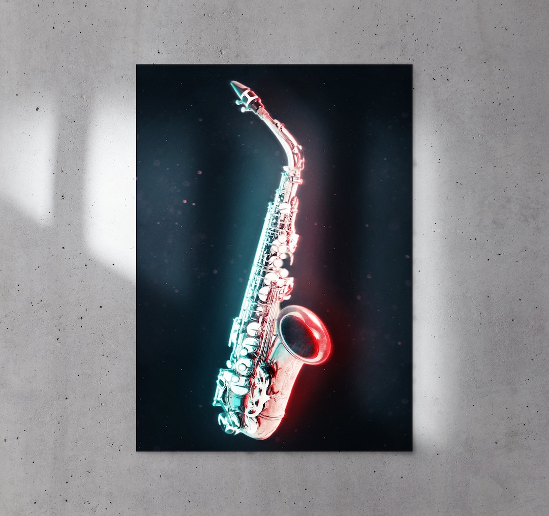 Saxophone Satin Poster Wall Art, Instrument Poster, Musician Digital ...
