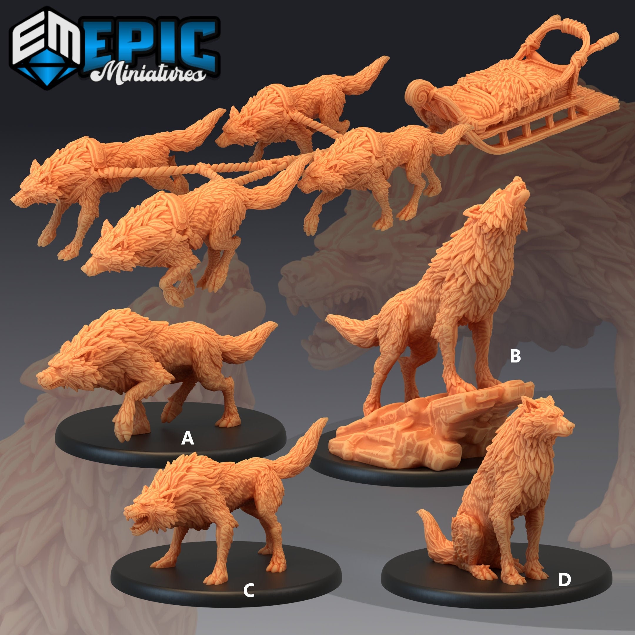 Winter Wolves (2 Sizes) - Epic Miniatures | Large | Tundra | Ice ...