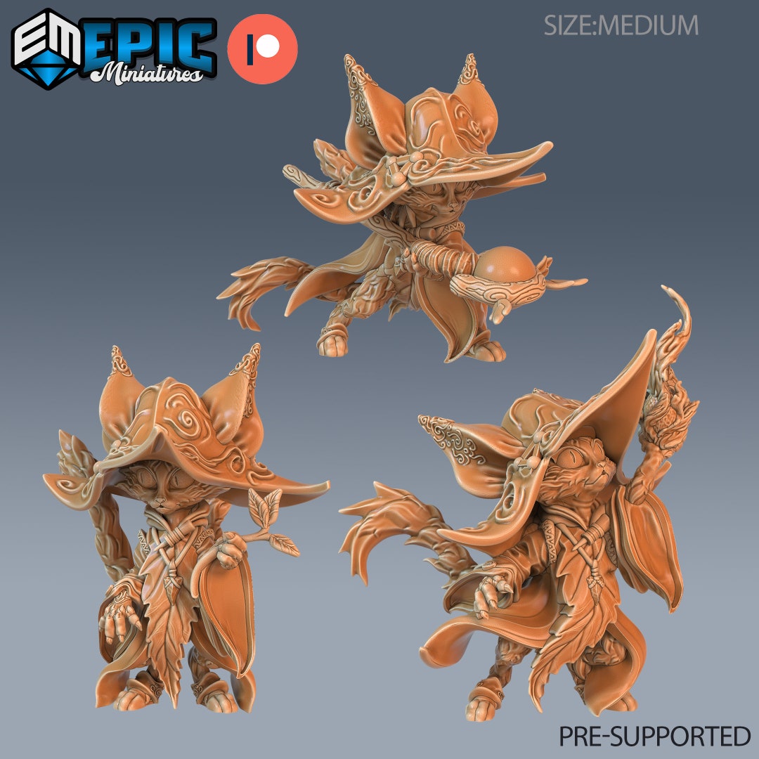 Cat Folk Druid - Epic Miniatures | #65 Little Folk - Etsy