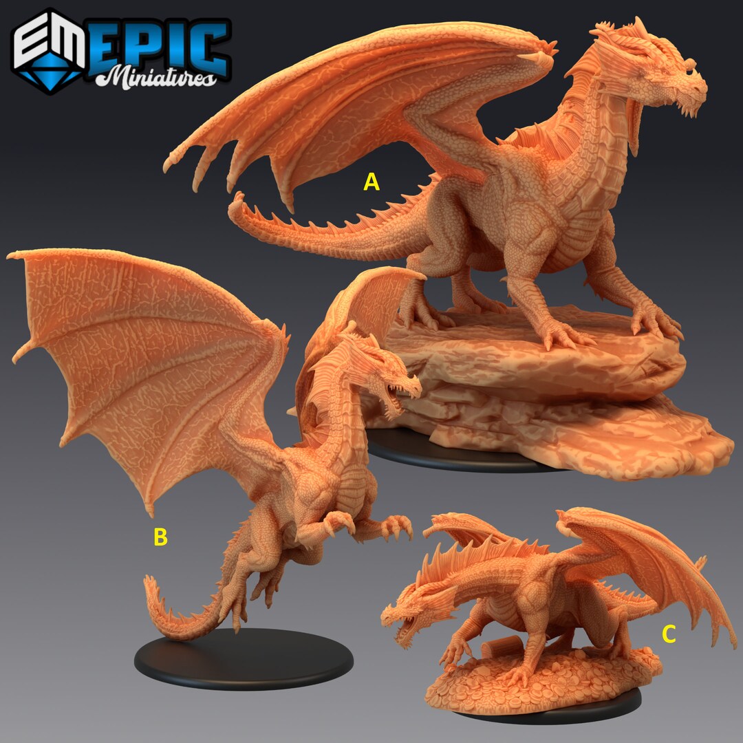 Red Dragon | Ancient | Adult | Young | Epic Miniatures | Dragon - Etsy