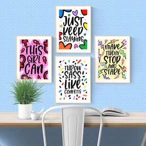 Just Keep Slaying A4 Print, Feminist Quote, Feminist Gift, Cute Prints ...