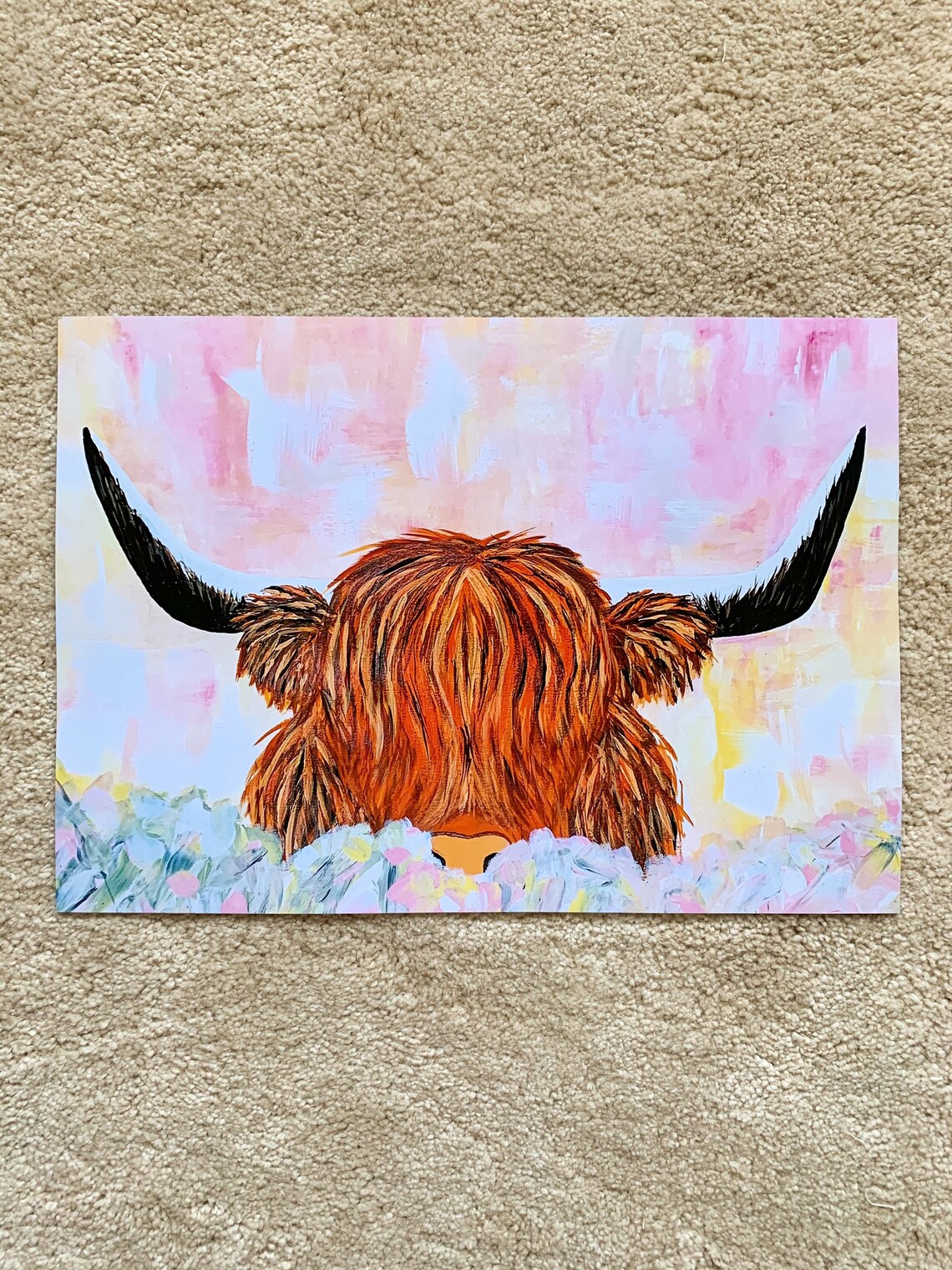 Highland Cow Abstract Art Print - Etsy