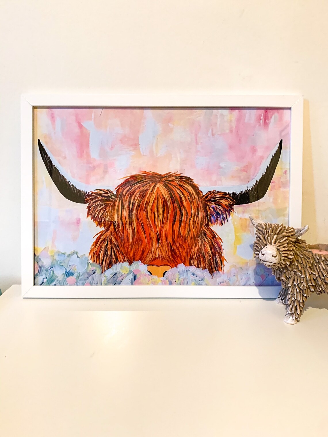 Highland Cow Abstract Art Print - Etsy