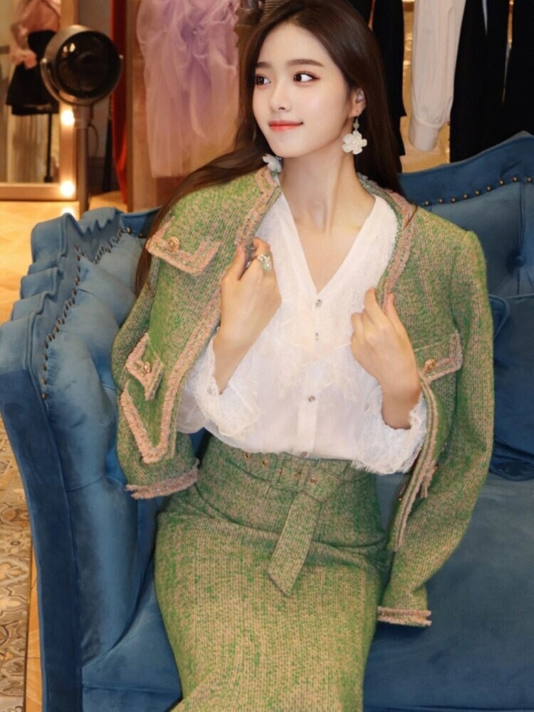 Fall Winter Sweet Luxury Tweed Women's All-match Jacket - Etsy