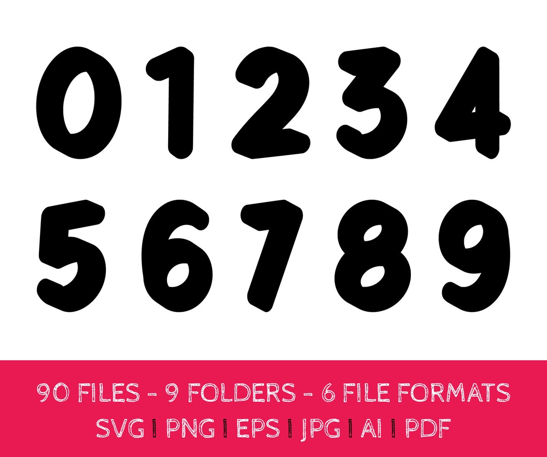 0- 9 Round Shape Simple Numbers Svg Png Eps File for Cricut, Birthday ...