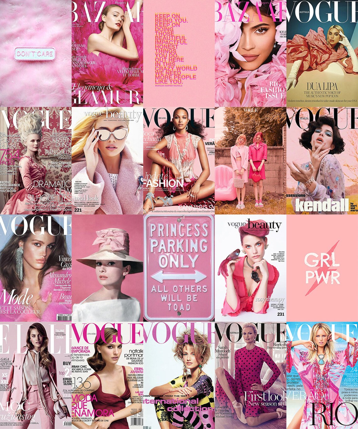 Pink Magazine Cover Collage Kit digital Download 70PCS Pink | Etsy UK