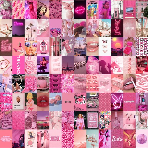 Peachy Pink Aesthetic Wall Collage Kit Vsco Girl Room Decor Etsy