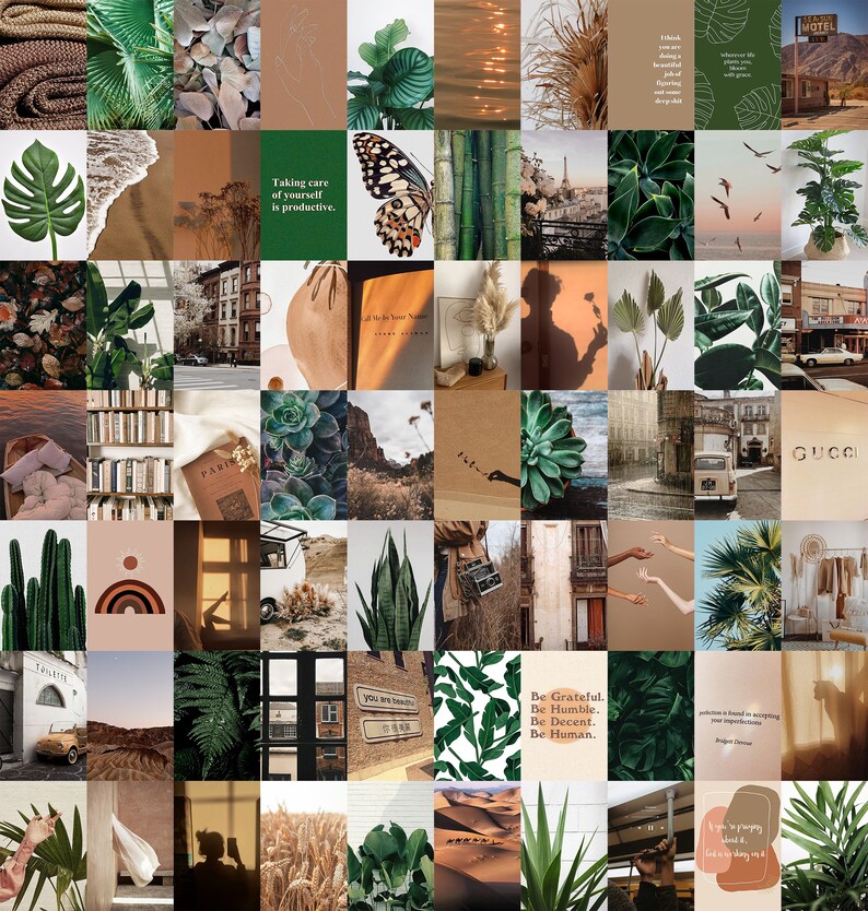 Boho Aesthetic Wall Collage Kit digital Download 70PCS 1 - Etsy