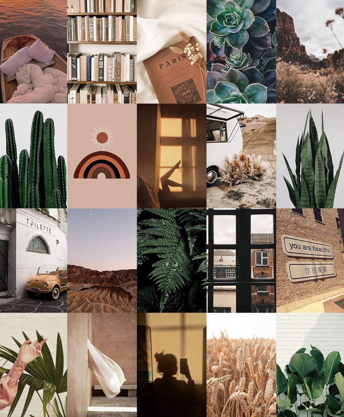 Boho Aesthetic Wall Collage Kit digital Download 70PCS 1 - Etsy