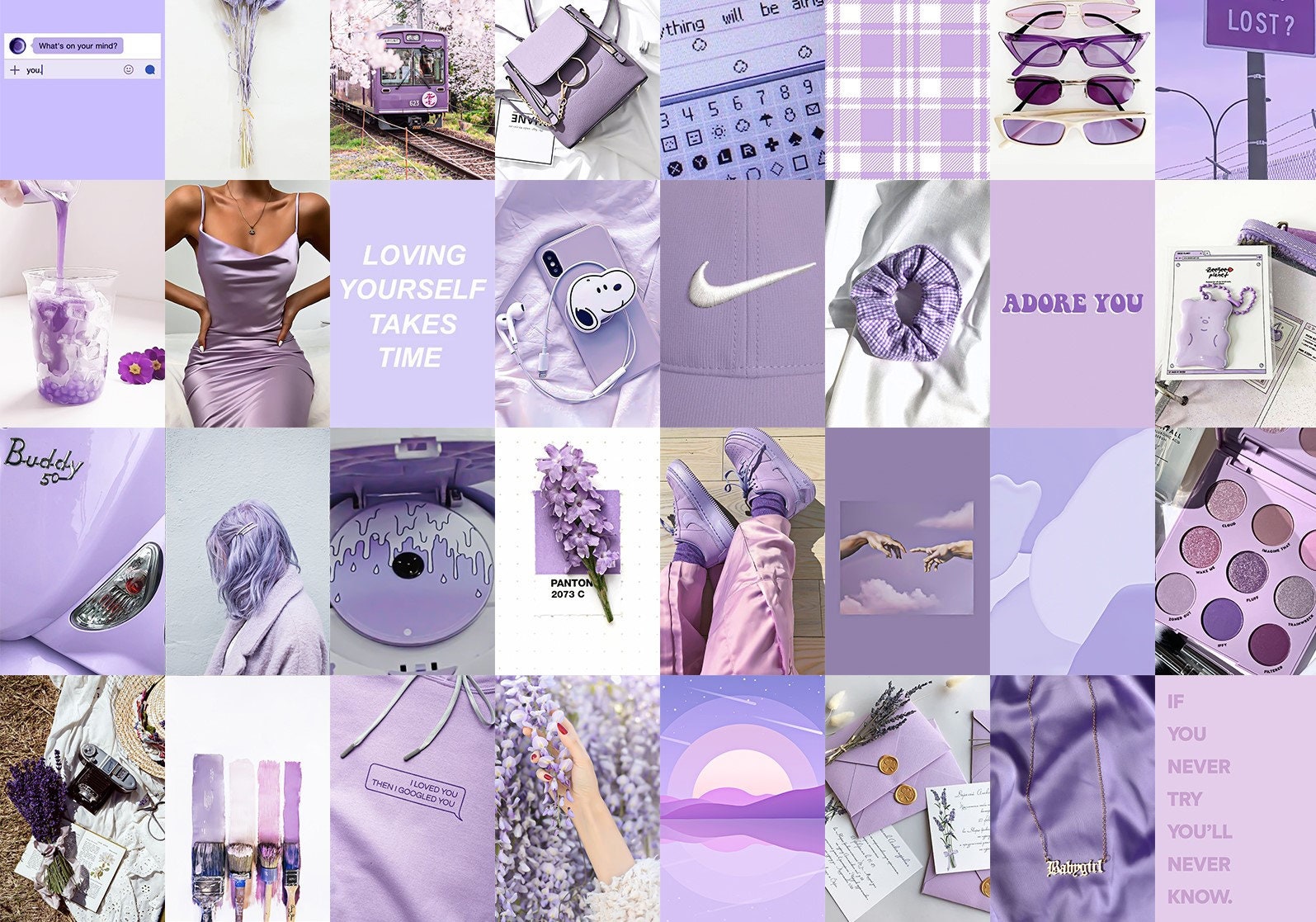 LAVENDER Wall Collage Kit Soft Purple Aesthetic Collage Kit - Etsy UK
