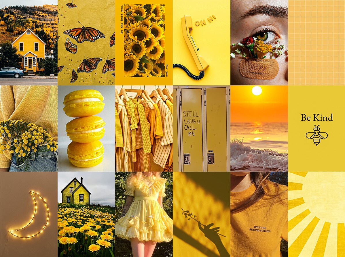 YELLOW WALL Collage Kit digital Download 105pcs Yellow | Etsy Australia
