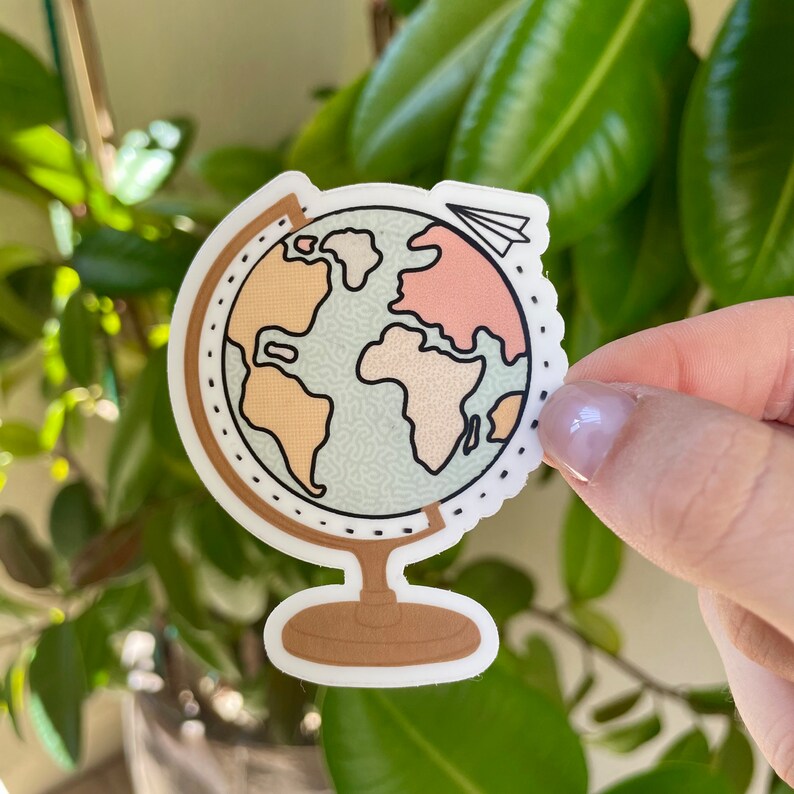 Doodle Globe Vinyl Sticker - Etsy
