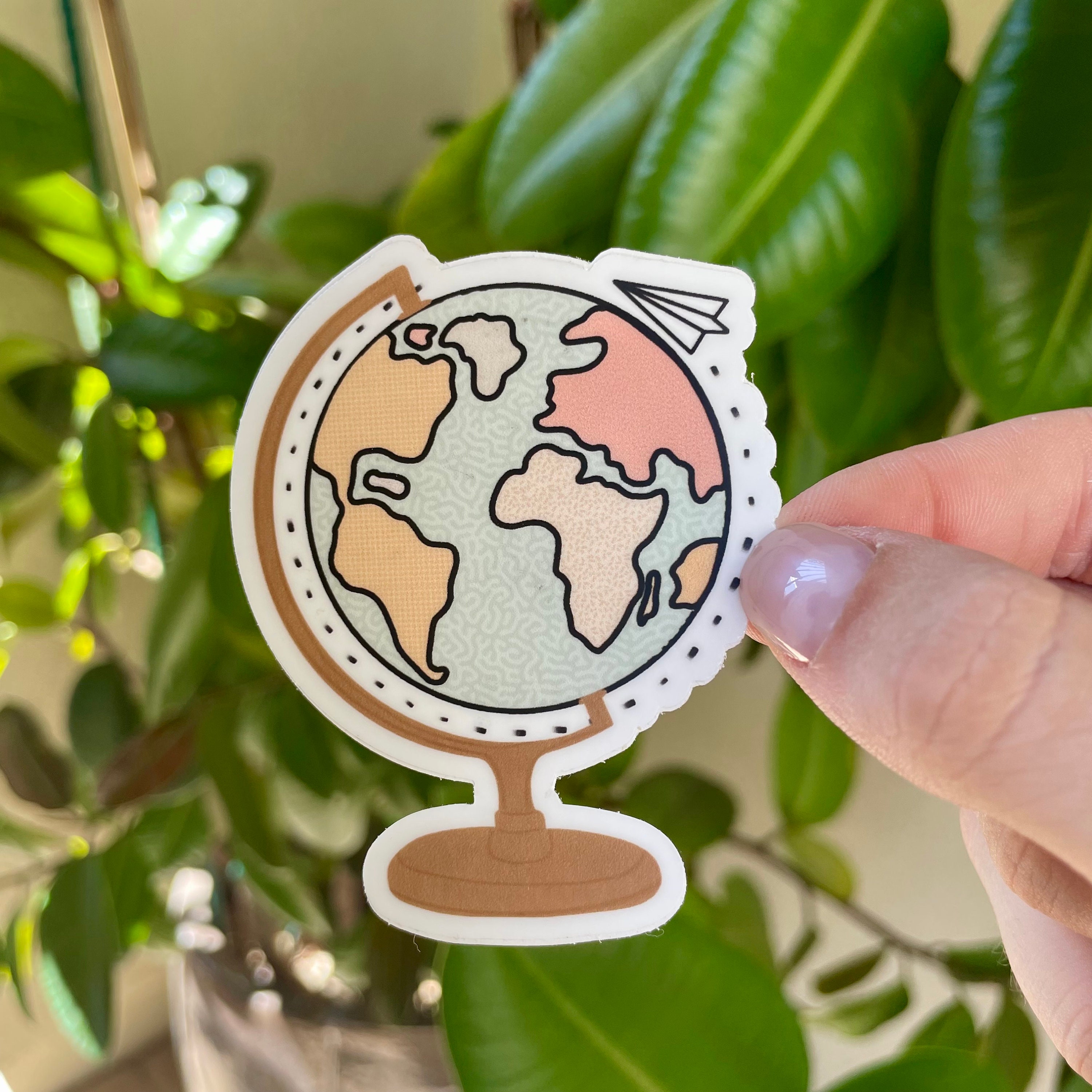 Doodle Globe Vinyl Sticker - Etsy