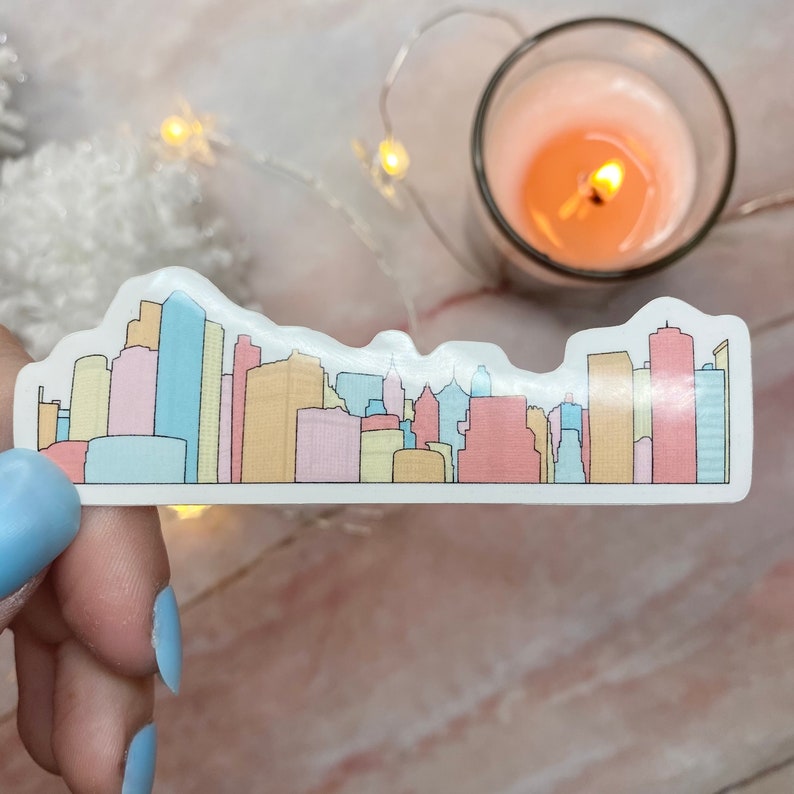 Pastel New York Skyline Vinyl Sticker | Etsy