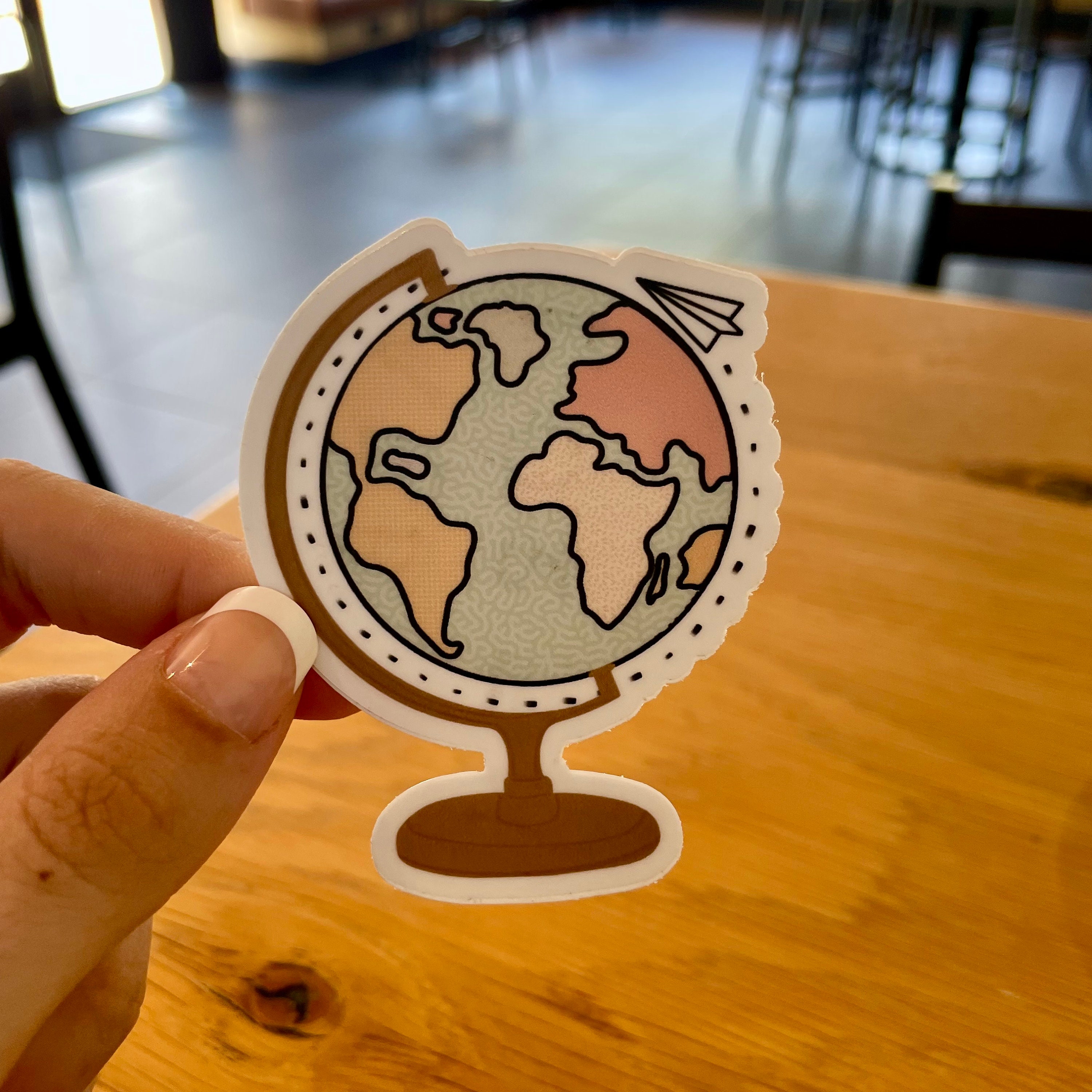 Doodle Globe Vinyl Sticker - Etsy