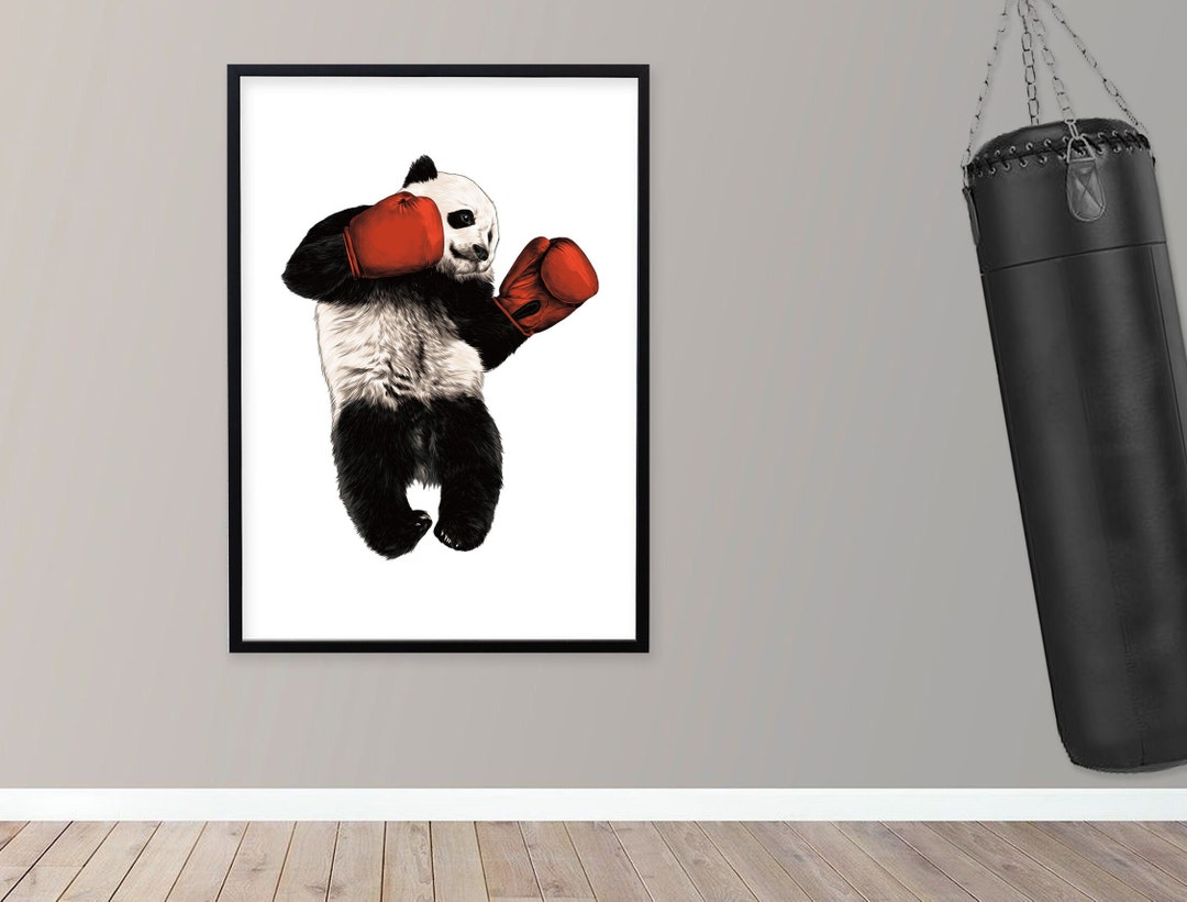 Boxing Print Panda Boxer Sport Poster Gift Custom Boxing Print GYM Wall ...